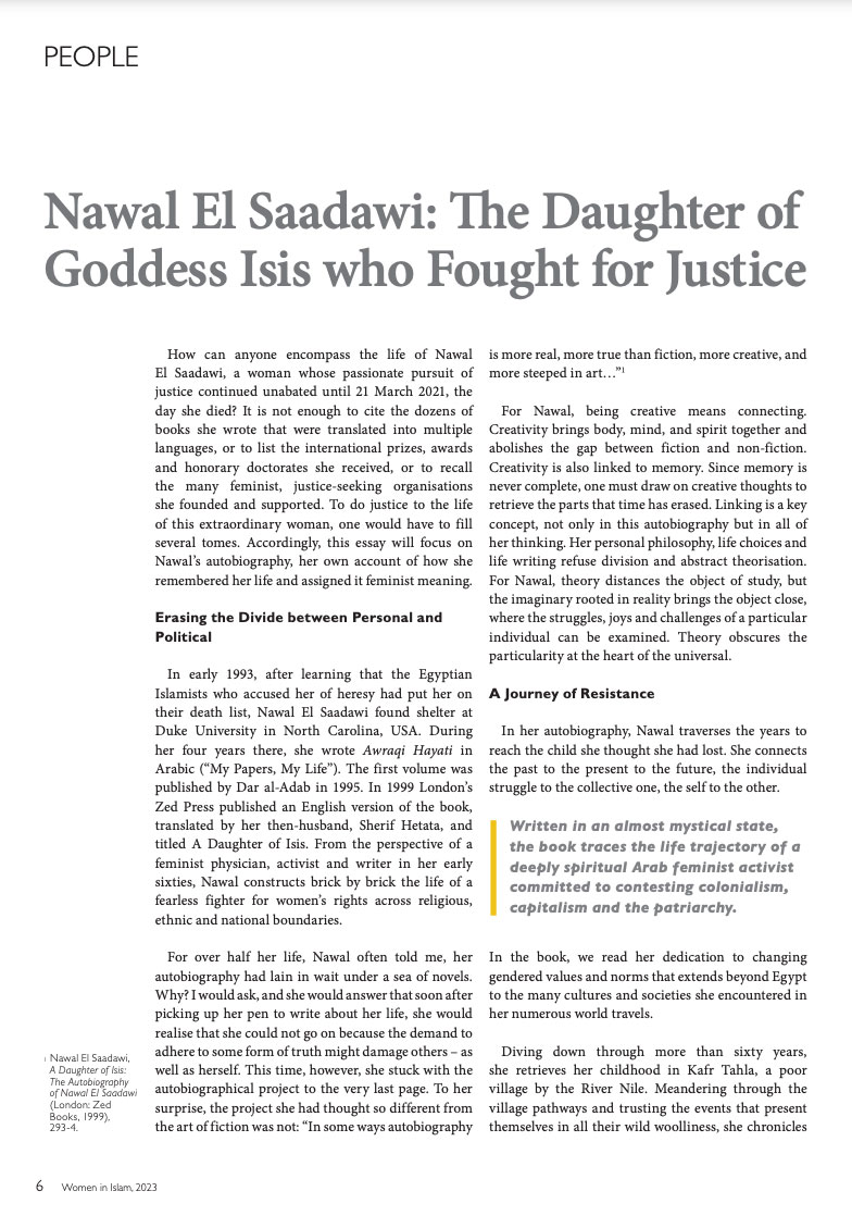 Nawal El Saadawi: The Daughter of Goddess Isis who Fought for Justice ...